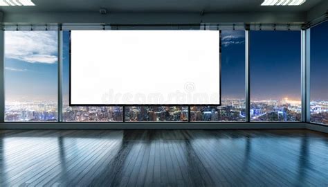 Modern Empty Room With Large Screen Display 3d Rendering Stock