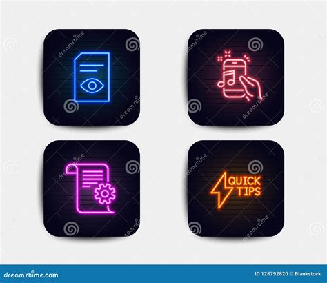 technical documentation music phone and view document icons