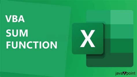 Vba Sum Function In Microsoft Excel Tpoint Tech