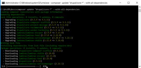 Обновление Drupal 9 до Drupal 10 в Windows Internet
