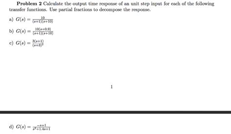 Solved Problem 2 Calculate The Output Time Response Of An Chegg Com