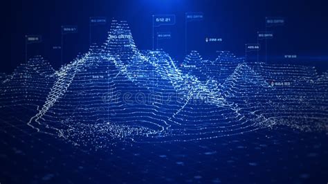 Digital Topographic Map With Glowing Data Points And Futuristic Data