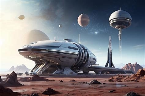 Premium Photo Spaceship Interstellar Station On Alien Planet