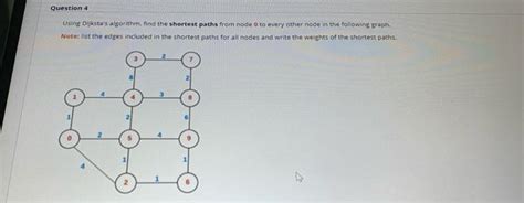 solved question 4 using dijksta s algorithm find the