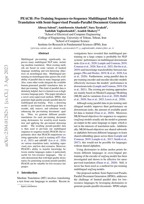 Pdf Peach Pre Training Sequence To Sequence Multilingual Models For