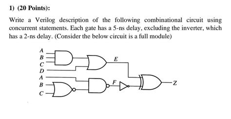 Solved 1 20 Points Write A Verilog Description Of The
