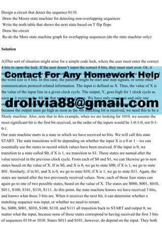 Design A Circuit That Detect The Sequence 0110 Draw The Moore Sta Pdf