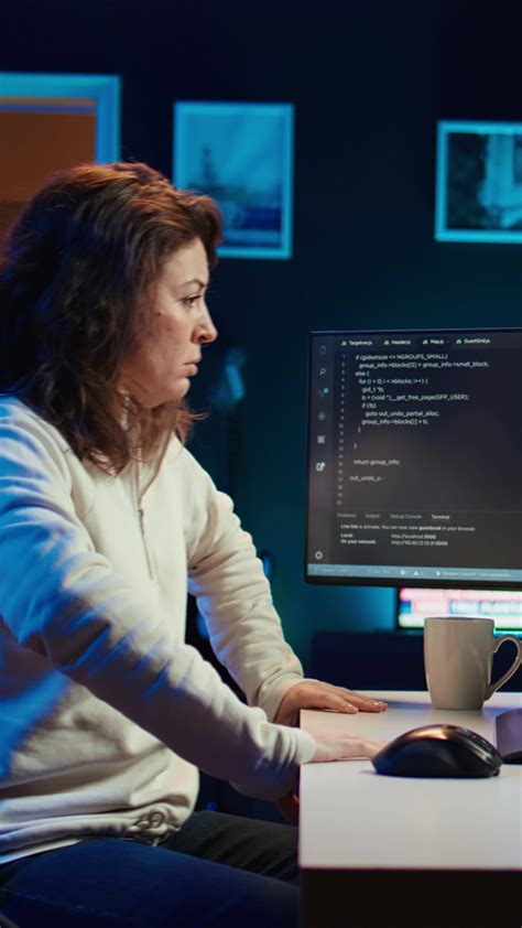 Vertical Programmer Doing Software Quality Assurance Stretching Arms Behind Back After Reading