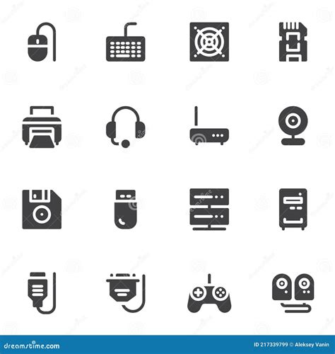 Computer Components Vector Icons Set Stock Vector Illustration Of Headphones Gaming 217339799