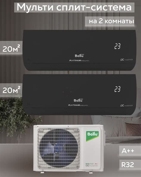 Мульти сплит система инвертор Ballu BSUI-FM-09HN8(BL)х2/BA2OI-FM-14HN8 ...
