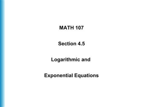 lecture 12 sections 4 5 logarithmic equations ppt physics science