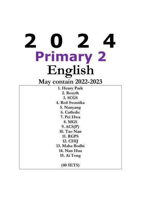 2024 Primary 2 P2 English Exam Papers Full Year Wa1 Wa2 Wa3 Wa4 Eoy Exam Papers Hardcopy