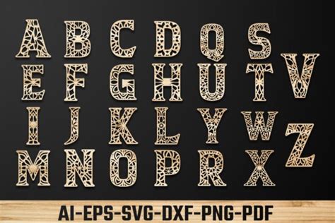Lace Letters Template For Laser Cutting · Creative Fabrica