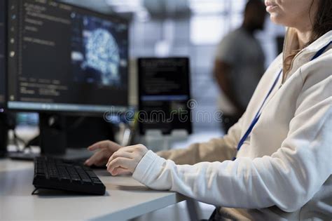 Machine Learning Expert In Server Hub Configuring And Testing Equipment Stock Image Image Of