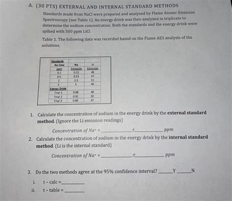A 30 Pts External And Internal Standard Methods