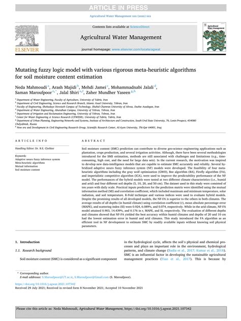 pdf mutating fuzzy logic model with various rigorous meta heuristic