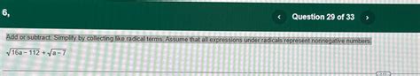 solved 6 question 29 ﻿of 33add or subtract simplify by