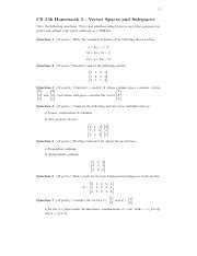 Homework Assignment on Vector Spaces and Subspaces | Course Hero