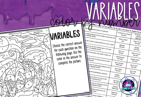 Variables Review Activity Halloween Colour By Number Teaching Resources