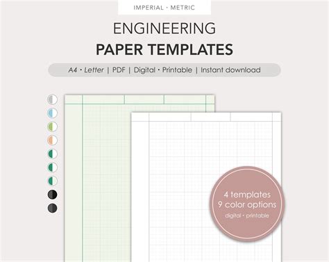 Engineering Paper Templates Pdf Digital Printable Etsy