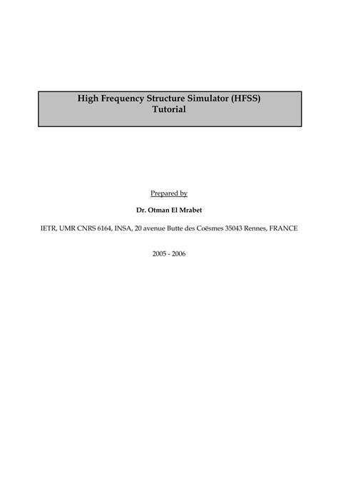 Hfss Tutorial
