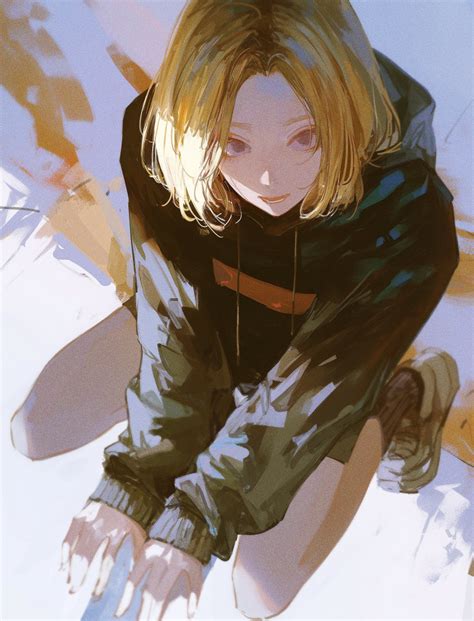 Safebooru 1boy 96yottea Absurdres Black Eyes Black Hoodie Blonde Hair