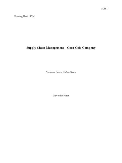 Supply Chain Management Scm Coca Cola Pdf Supply Chain Supply Chain Management