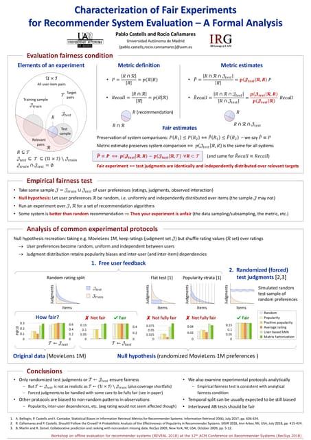 Reveal Recsys 2018 Characterization Of Fair Experiments For Recommender System Evaluation