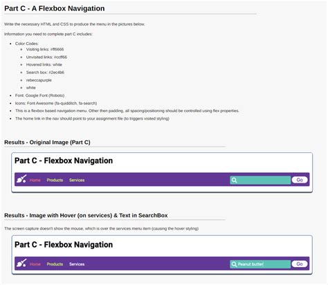 Solved Part C A Flexbox Navigation Write The Necessary Chegg