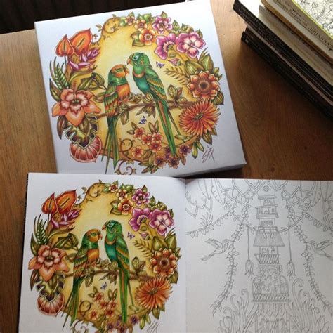 Bird Couple Canvas Print 30x30cm By Johanna Basford