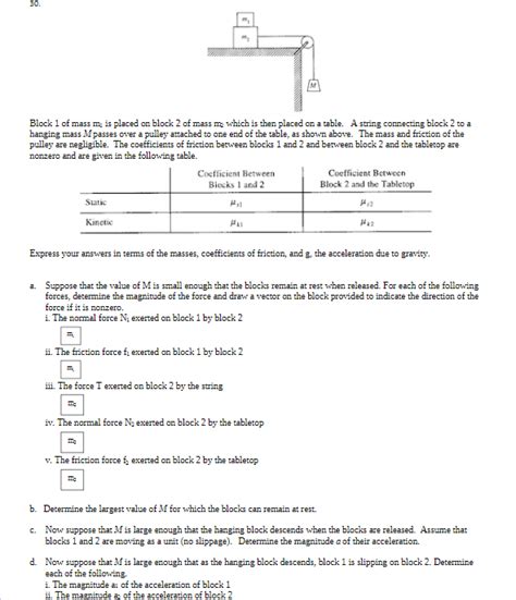 Solved Block 1 Of Mass M Is Placed On Block 2 Of Mass M Chegg Com