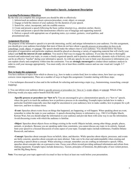 Informative Speech Guidelines 2