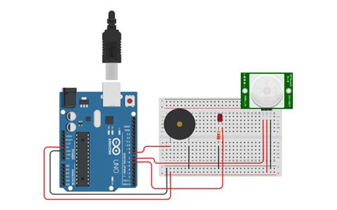 Circuit Design Alarma Con Sensor De Movimiento Tinkercad