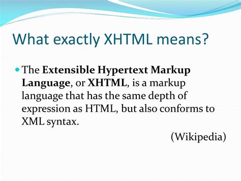 PPT XHTML And HTML PowerPoint Presentation Free Download ID