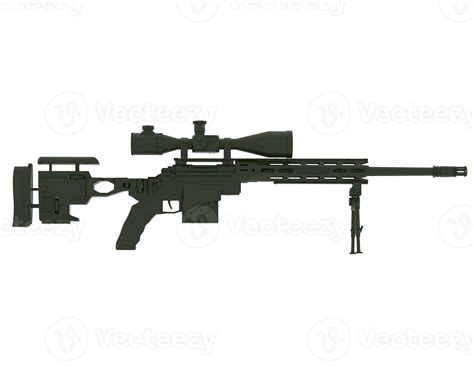 Firearm With Scope Isolated On Background 3d Rendering Illustration