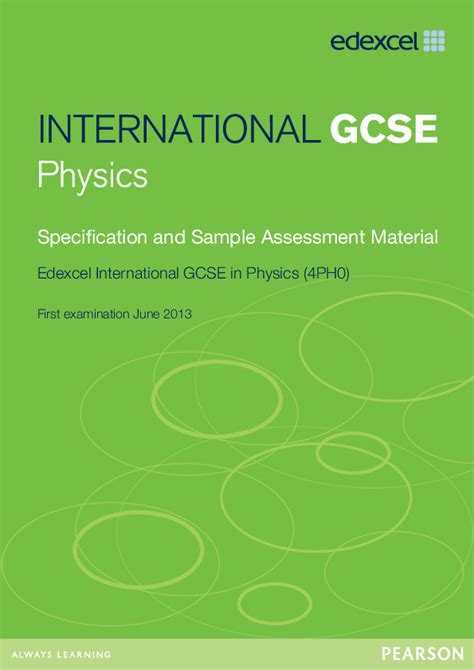 Physics 2011 Edexcel Igcse Specification Pdfcoffee Com