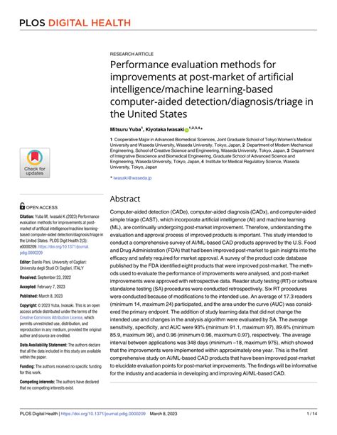 Pdf Performance Evaluation Methods For Improvements At Post Market Of