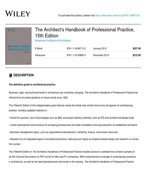 Wiley The Architects Handbook Of Professional Practice 15th Edition