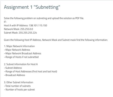 Solved Assignment 1 Subnetting Solve The Following Problem Chegg Com