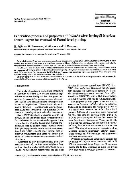 Pdf Fabrication Process And Properties Of Ingaas Wires Having Si