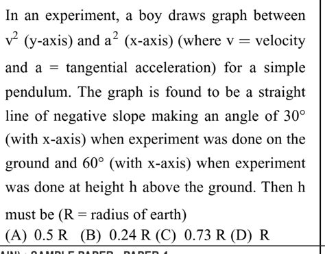 In An Experiment A Boy Draws Graph Between Mathrm V 2 Left