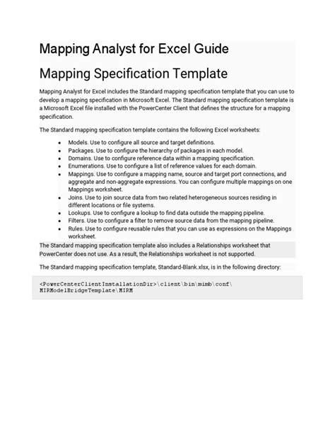 Mapping Specification Template Pdf