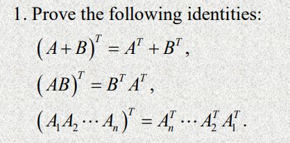Solved 1. Prove the following identities: | Chegg.com