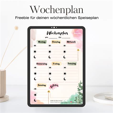 Wochenplan Speiseplan Freebie