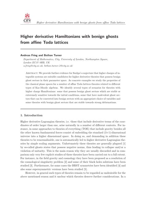 Pdf Higher Derivative Hamiltonians With Benign Ghosts From Affine Toda Lattices