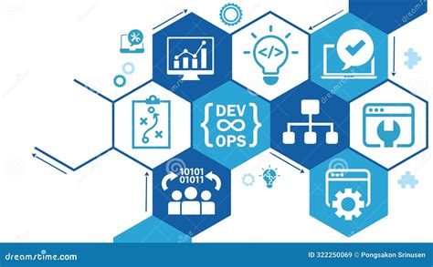 Devops Agile Development And Optimization Concept On Virtual Screen Stock Vector Illustration