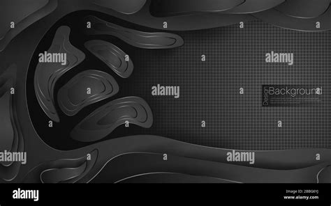 Abstract Vector Black Background Fluid Overlapping Layered Shape Stock