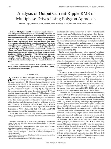 Pdf Analysis Of Output Current Ripple Rms In Multiphase Drives Using