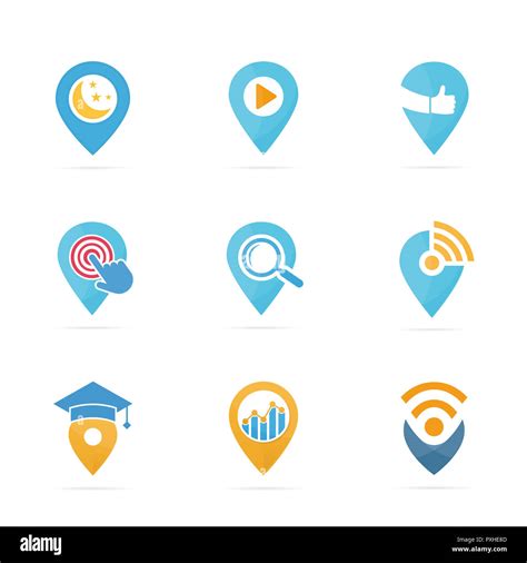 Set Of Map Pointer Logo Combination Gps Locator And Pin Symbol Or Icon Unique Navigation And