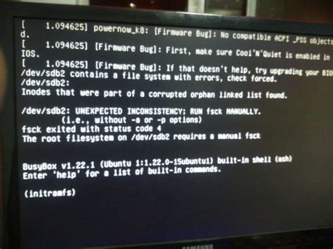 在（initramfs）后，输入 fsck ext4 dev sdb2